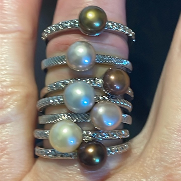 Jewelry | New Pearl Stacking Rings Size 7 Brownpink Gray Purple Cream ...